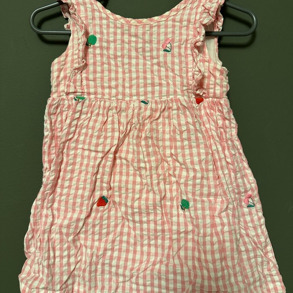 Baby Boden | Dresses | Baby Boden Pink Gingham Fruits Embroidered Dress ...